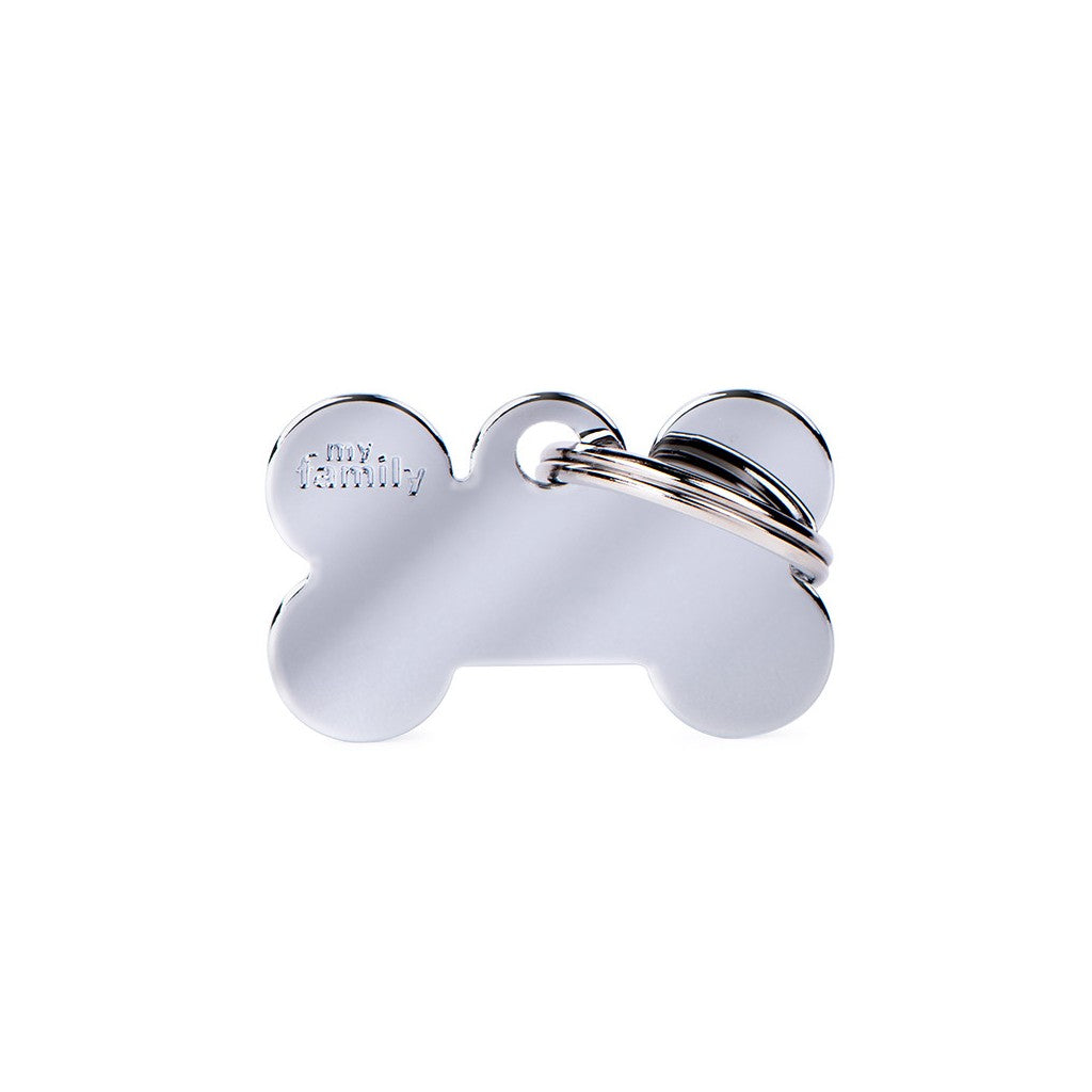 Placa ID de Laton Cromado Chica en Forma de Hueso para Perros — La ...
